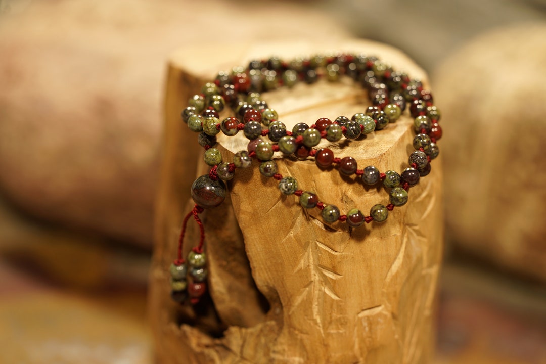 Dragon's Blood Mala • African Bloodstone Mala • Dragon's Blood Necklace ...