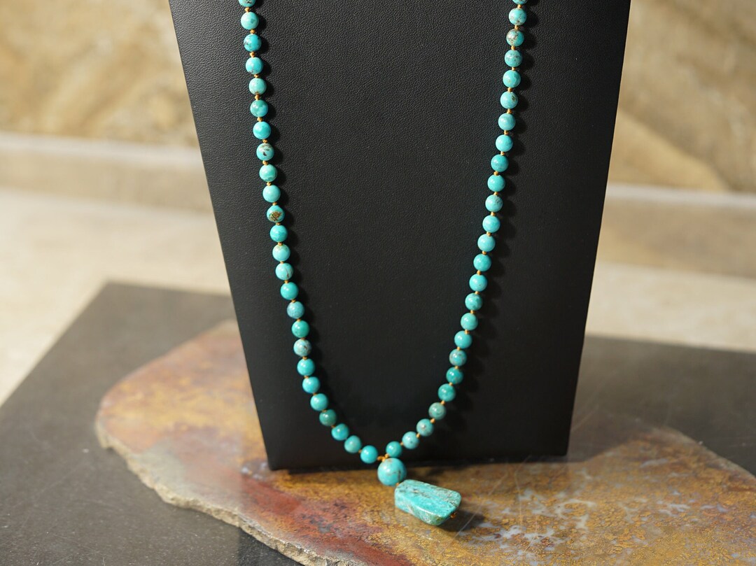 Turquoise Mala Necklace • 108 Bead Mala • Genuine Turquoise Beads • 6mm ...