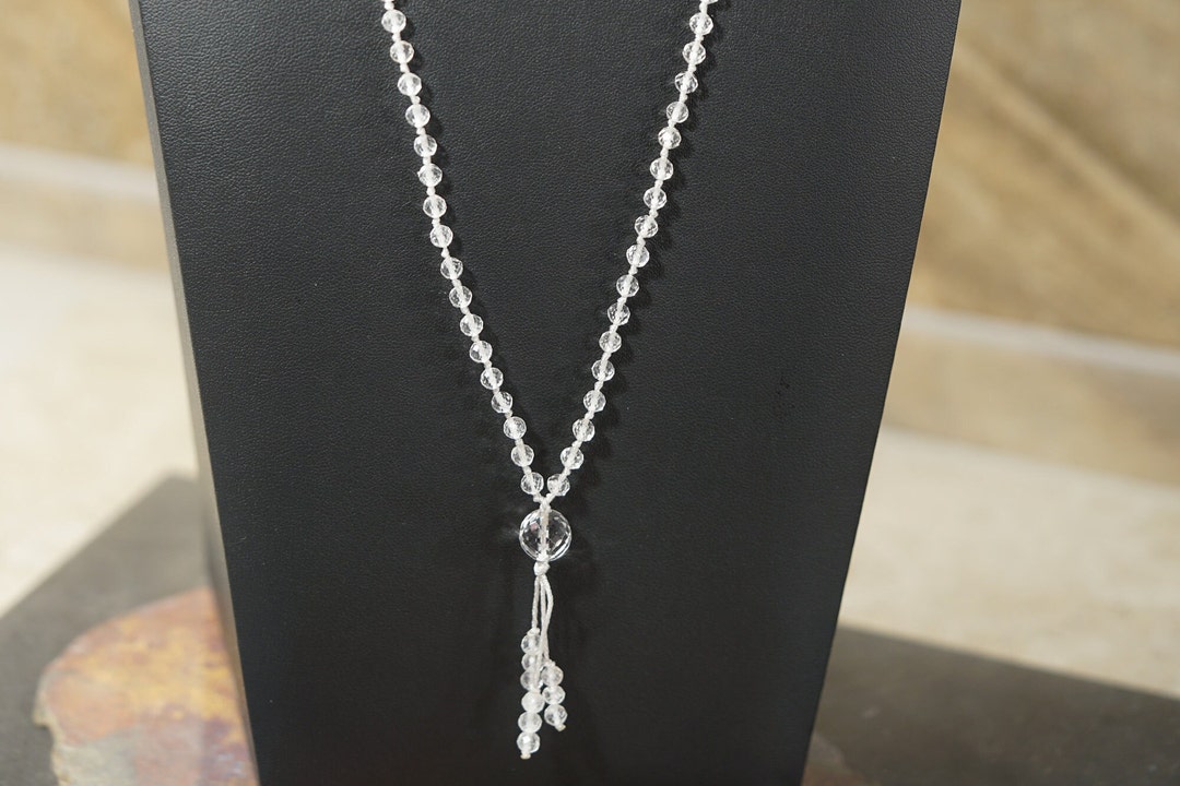 Quartz Mala • Spathik Mala • Diamond-cut Clear Quartz Mala Necklace ...