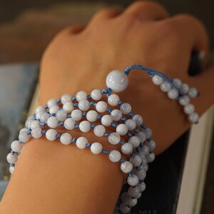 Blue Lace Agate Mala Necklace Mala Beads Blue Lace Agate Meditation ...
