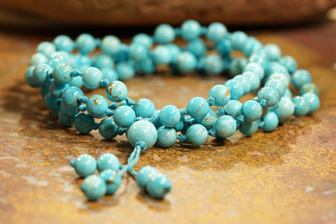 Turquoise Mala • Hand-knotted Mala • Turquoise Mala Beads 108 • 6mm ...