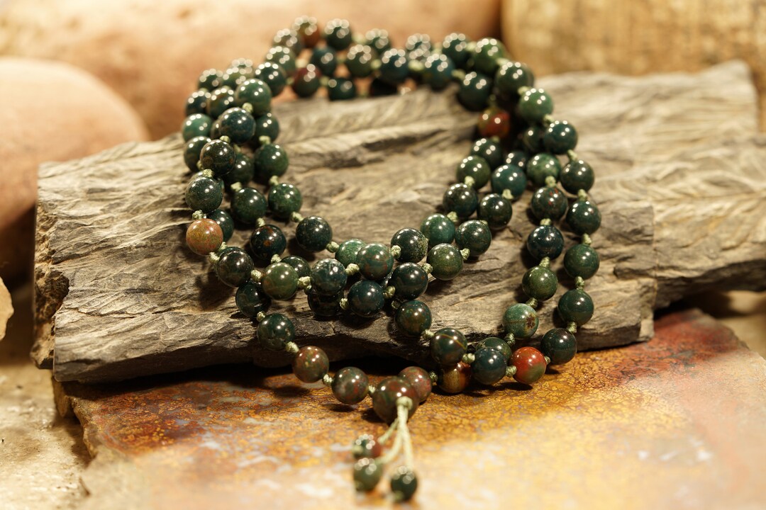 Bloodstone Mala • Hand-knotted Mala • Bloodstone Mala Beads 108 • 8mm ...