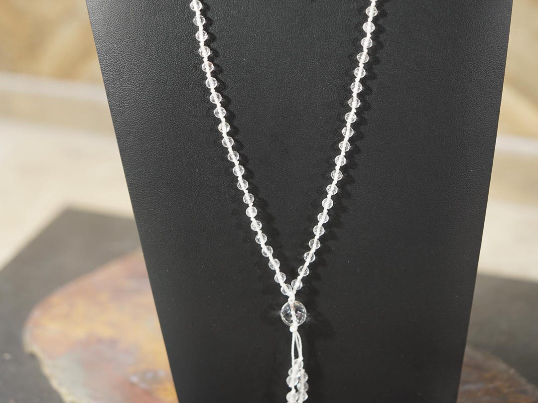 Quartz Mala • Spathik Mala • Diamond-cut Clear Quartz Mala Necklace ...