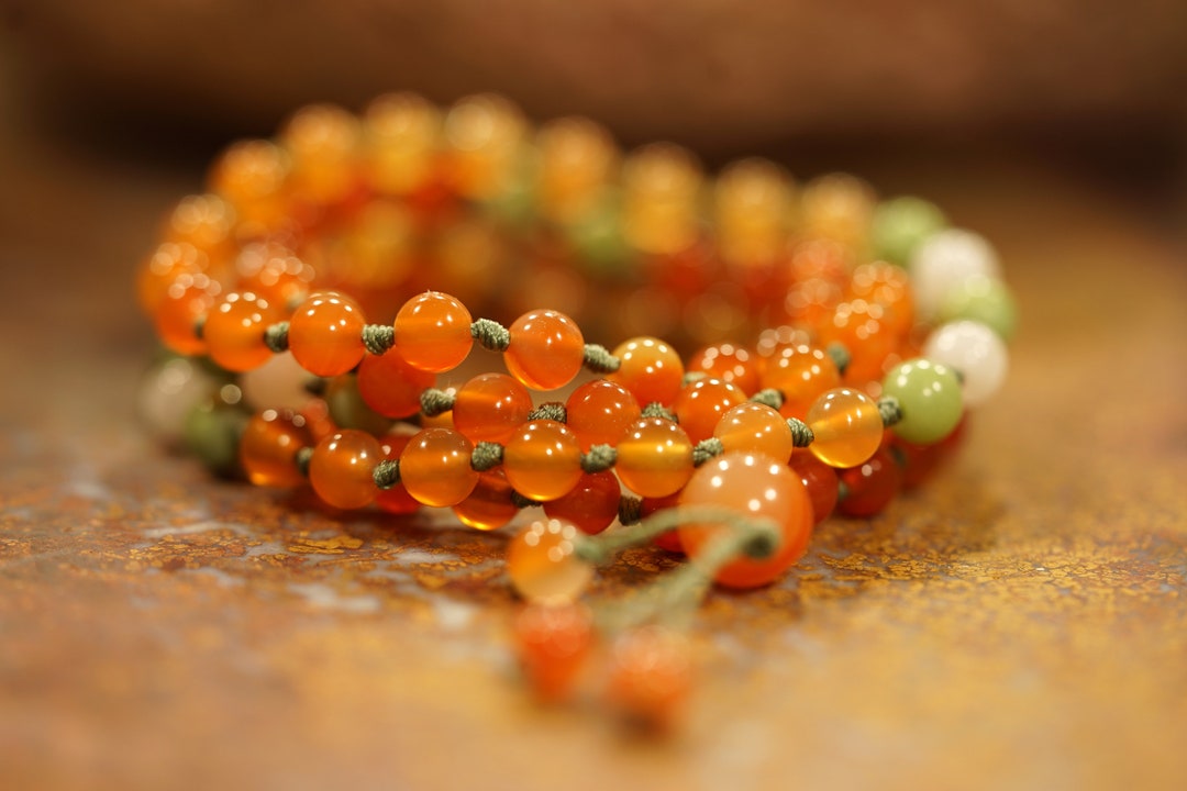 Carnelian Mala • Chrysoprase Necklace • White Moonstone Mala Necklace ...
