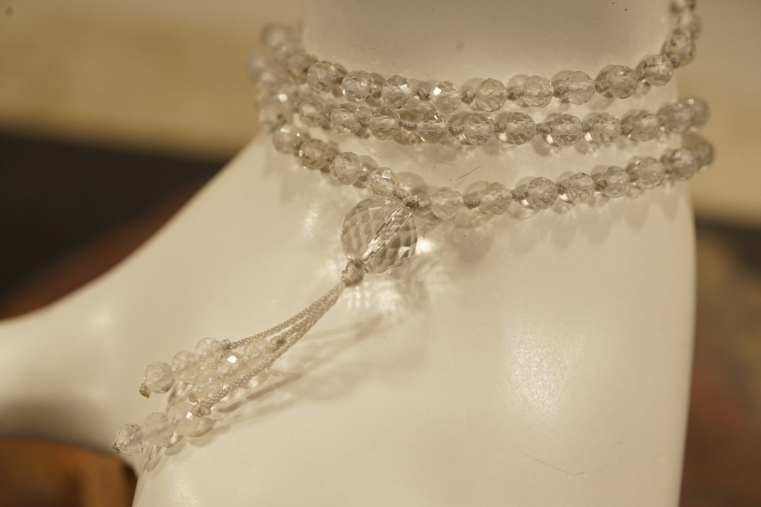 Quartz Mala • Spathik Mala • Diamond-cut Clear Quartz Mala Necklace ...