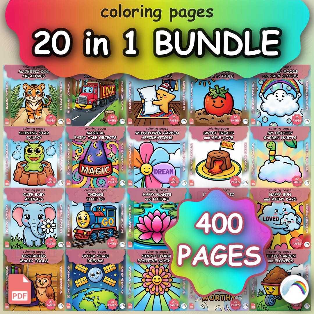 Toddler Coloring Pages Bundle | Bold and Easy Coloring Book | Kids ...