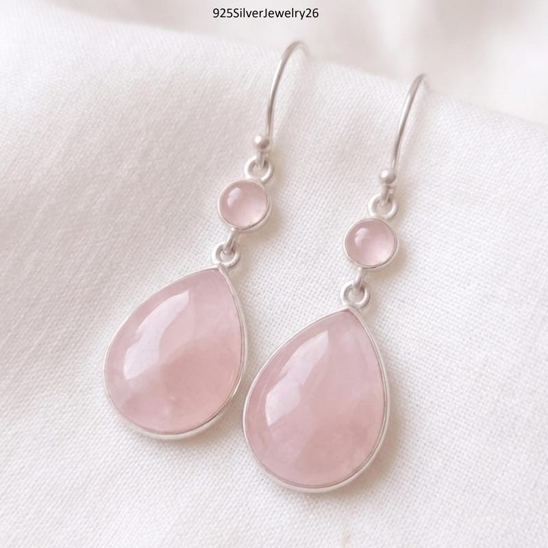 Earrings Drop Rose Quartz - Etsy