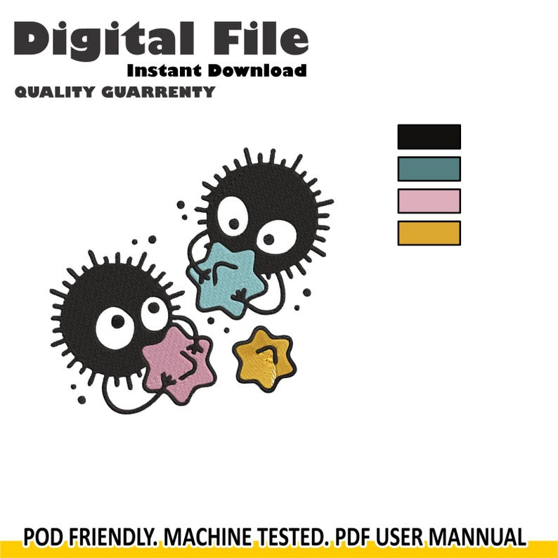 Soot Sprite Embroidery Design, Kawaii Anime Machine Embroidery File ...