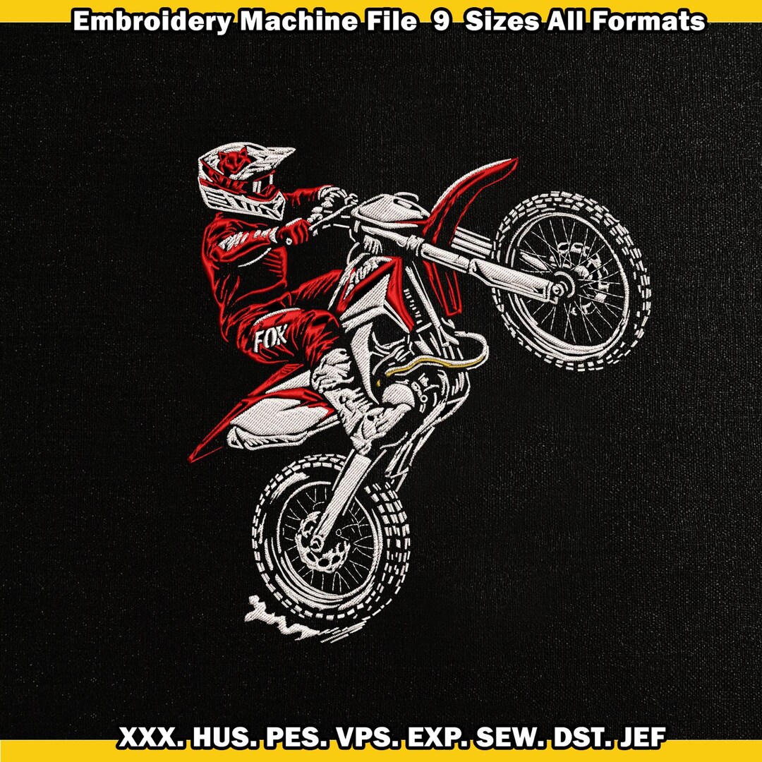 Motocross Bike Embroidery Design, 9 Sizes (digital Download) - Etsy