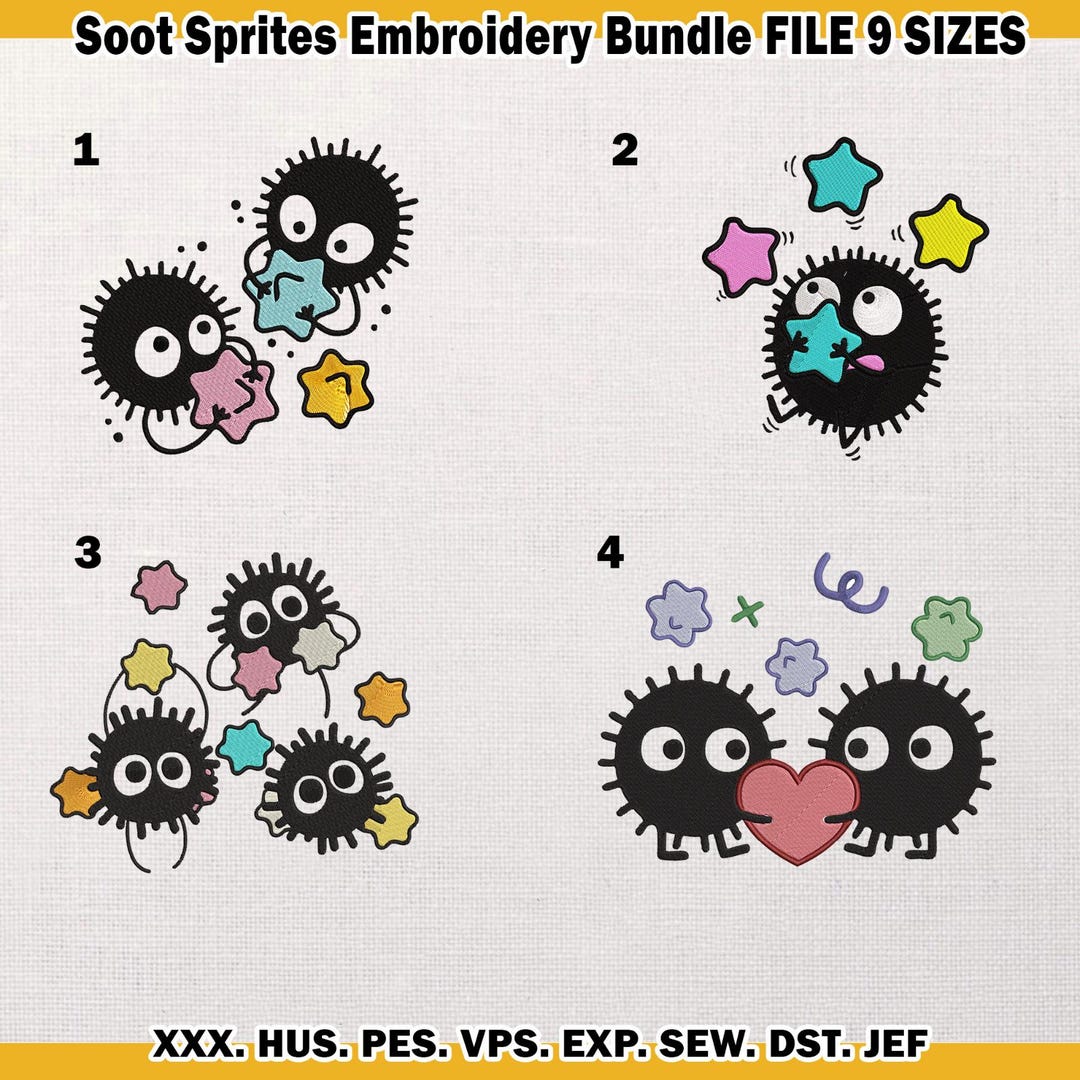 Soot Sprites Embroidery Designs, Anime Dust Bunnies, 9 Sizes (digital ...