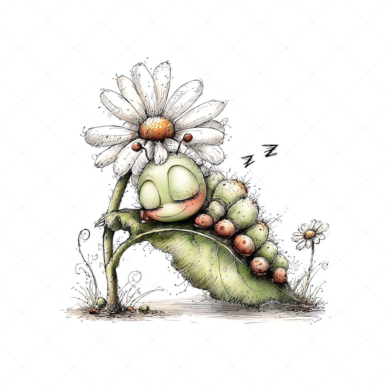 20 Whimsical Spring Caterpillar Clipart JPG | Quirky Woodland Insects ...