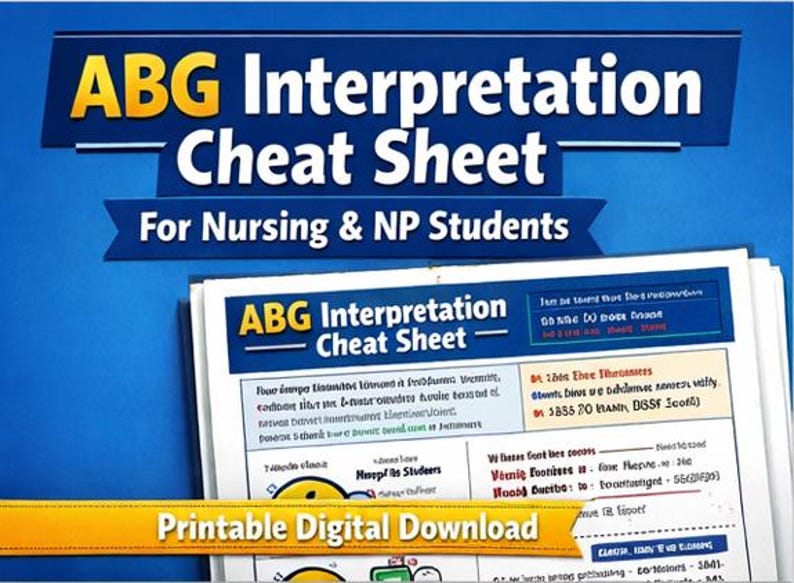 ABG Interpretation Cheat Sheet | Nursing & NP Study Guide | Acid-base ...