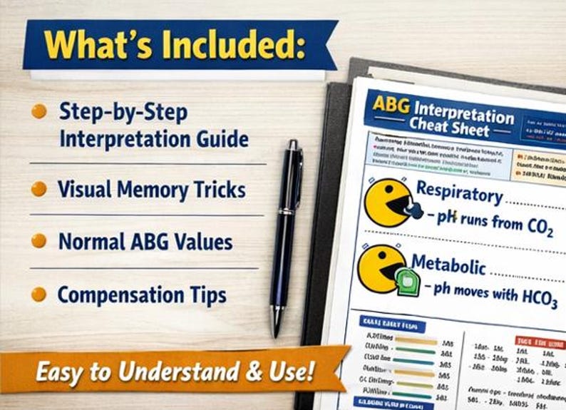 ABG Interpretation Cheat Sheet | Nursing & NP Study Guide | Acid-base ...