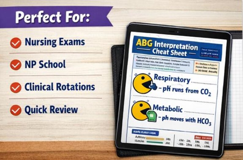 ABG Interpretation Cheat Sheet | Nursing & NP Study Guide | Acid-base ...