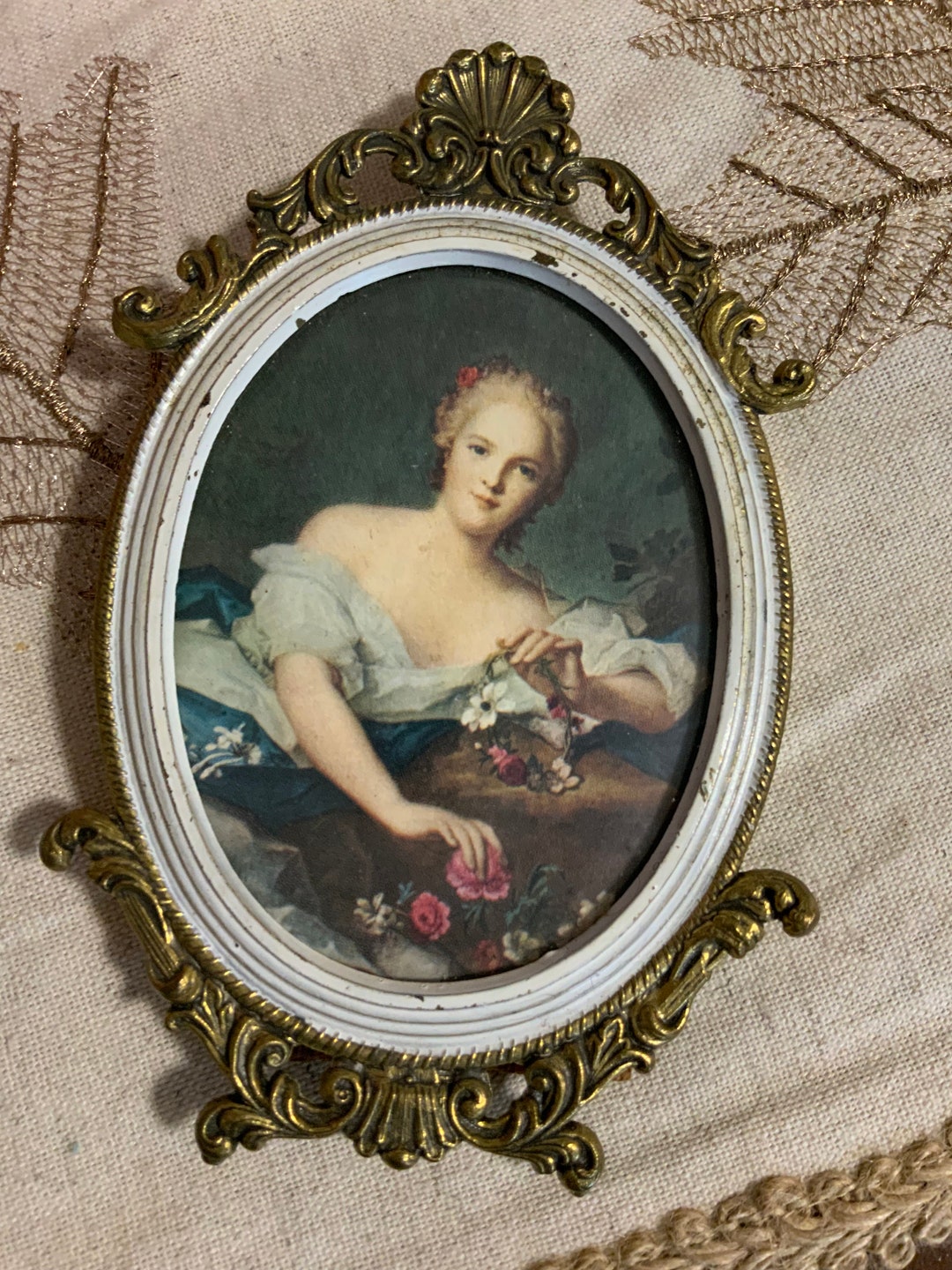 Brass Oval Frame, Ornate Photo Frame From Italy, Vintage Photo Inside ...