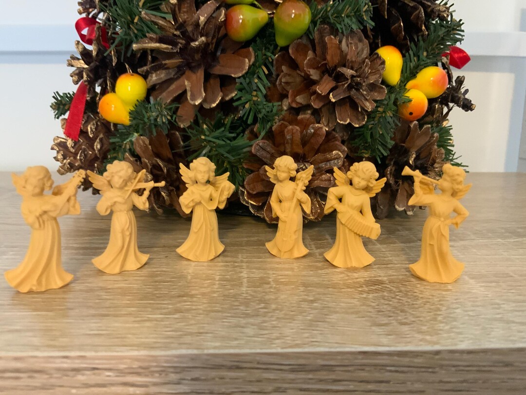 Six Miniature Musical Angels, Vintage Collectible Angels in Original ...
