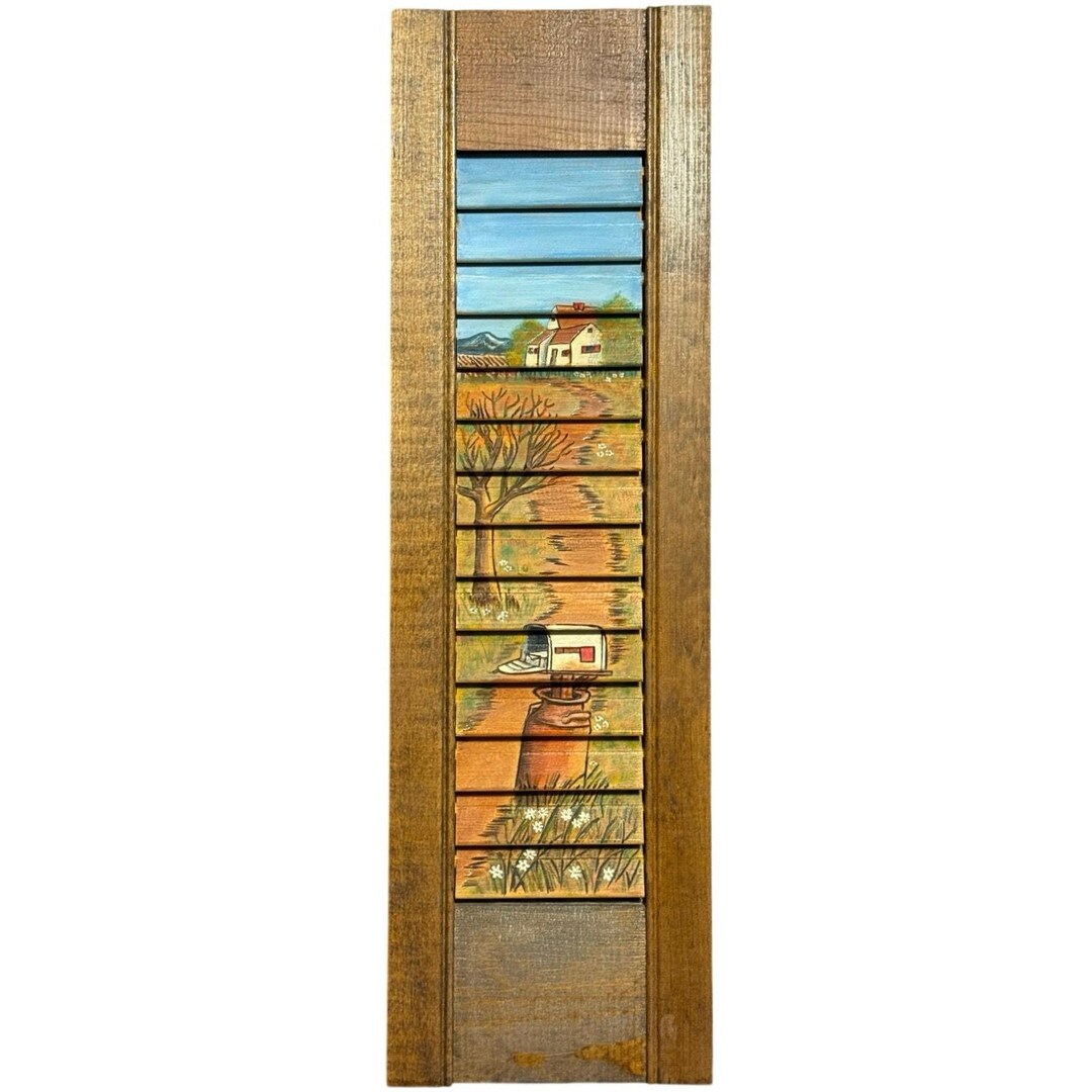 Vintage Hand-painted Wooden Shutter Wall Art Country Farmhouse Rustic ...