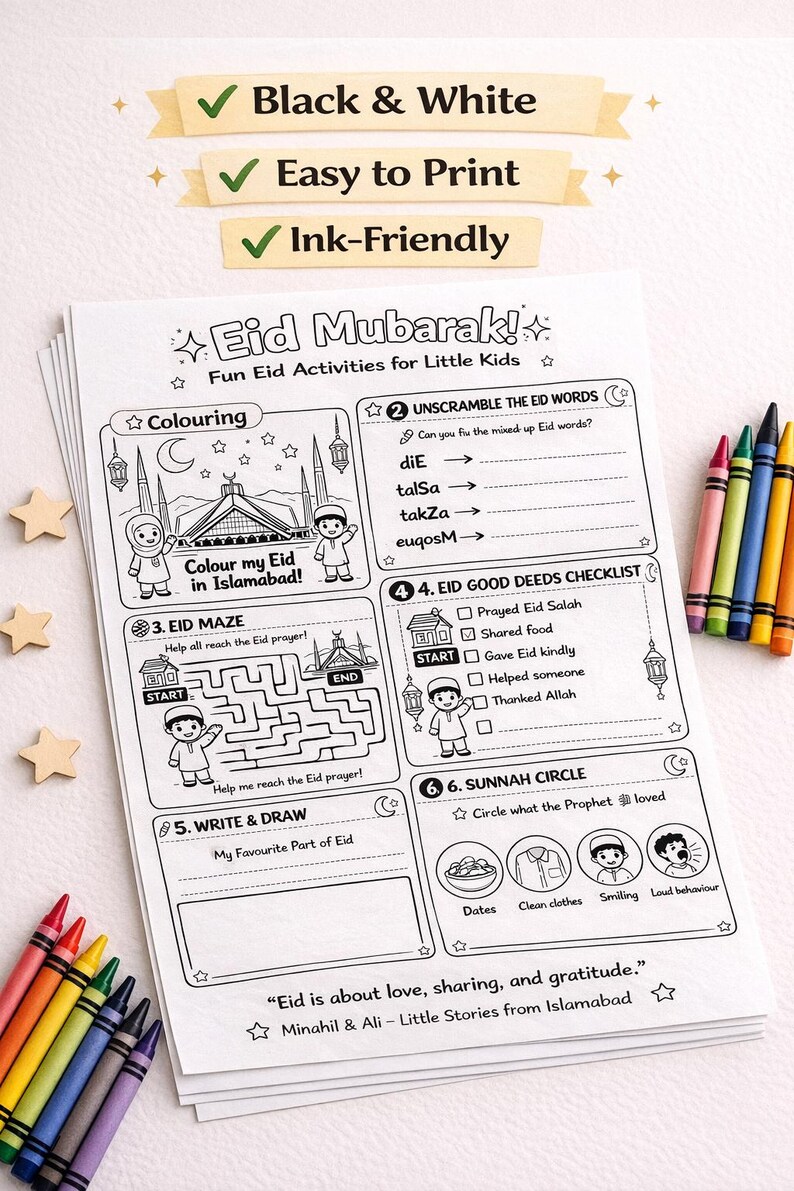Eid Activity Board for Kids | Islamic Printable Worksheet | Eid ...