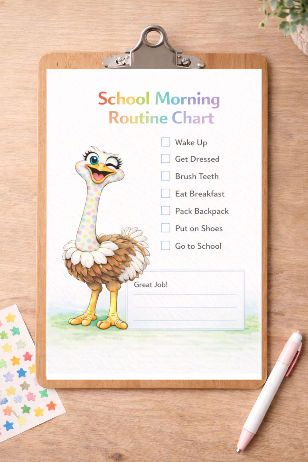 School Morning Routine Chart Kids Printable, Visual Checklist for ...