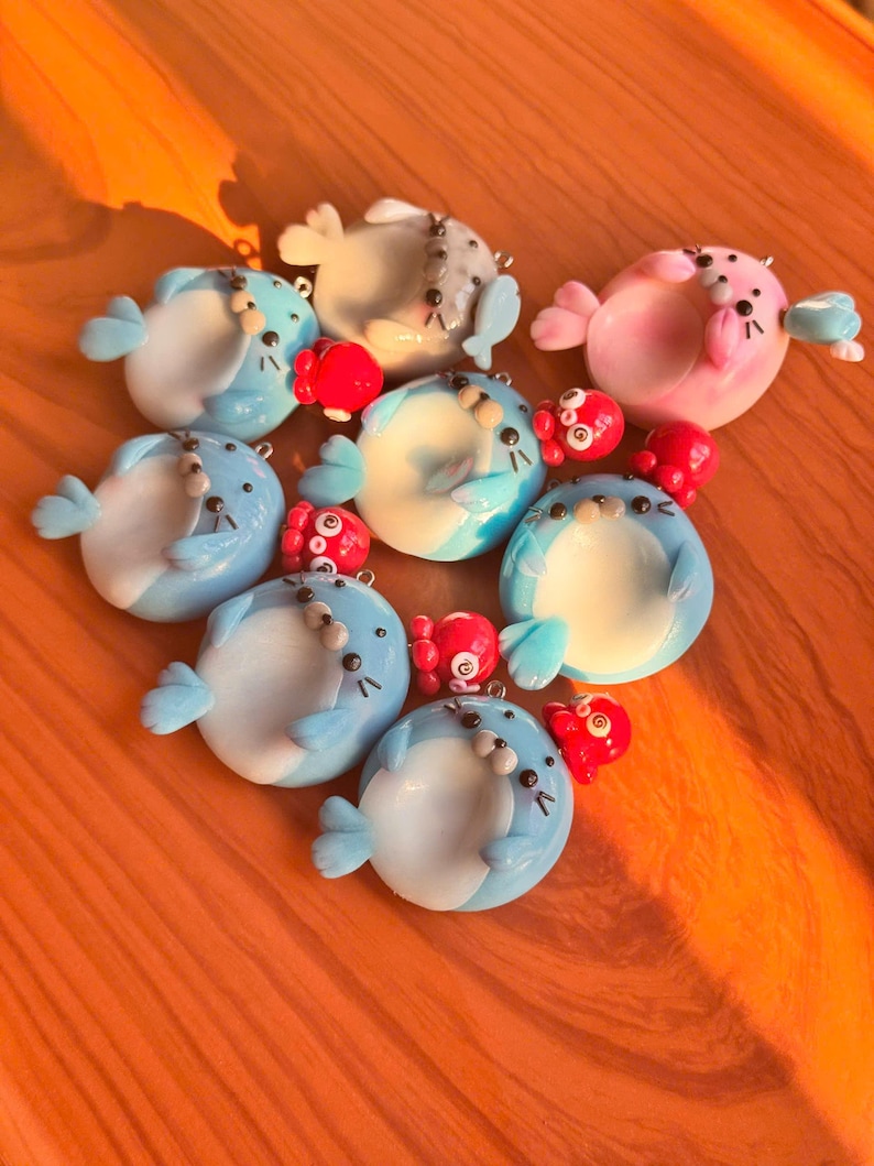 Blue Seal Worry Stone With Octopus Spinner: Calming Fidget Toy for ...