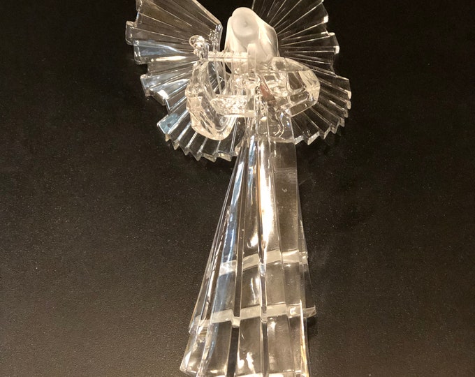Clear Acrylic Angel Figurine W/ Harp Robert Stanley 11t X 4.5w Looks ...