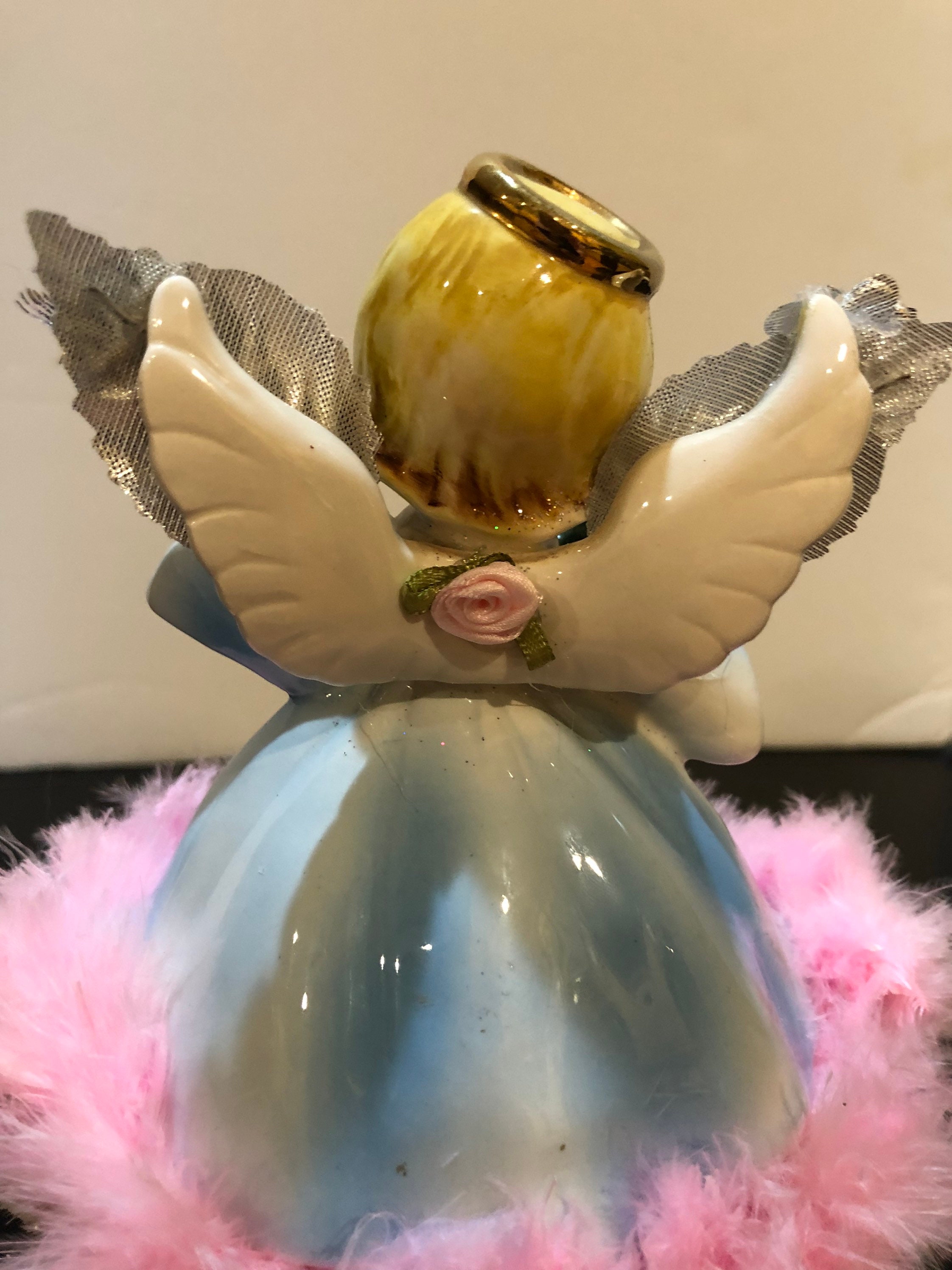 Lefton Angel October Birthday Girl Figurine Assemblage Upcycle Vintage ...