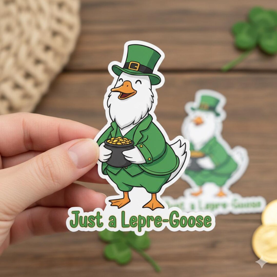 St Patrick's Day Goose Sticker, Funny Goose St. Patrick's Day Gift ...