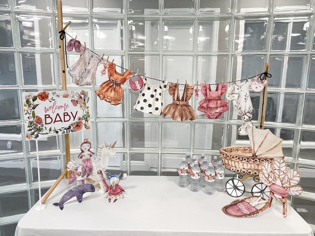 Vintage Clothesline Baby Shower / Printable Baby Shower / Digital Baby ...