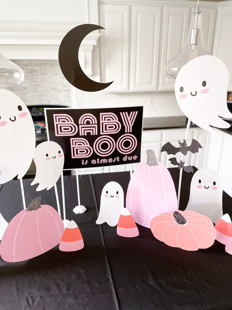Girl / Halloween Baby Shower / Ghost Baby Shower / Fall Baby Shower / Ghost / Moon / Bat ...
