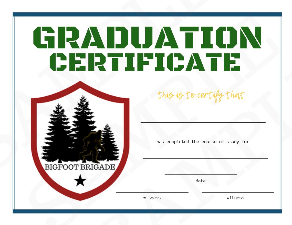 Bigfoot Graduation Certificate - Etsy