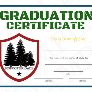 Bigfoot Graduation Certificate - Etsy