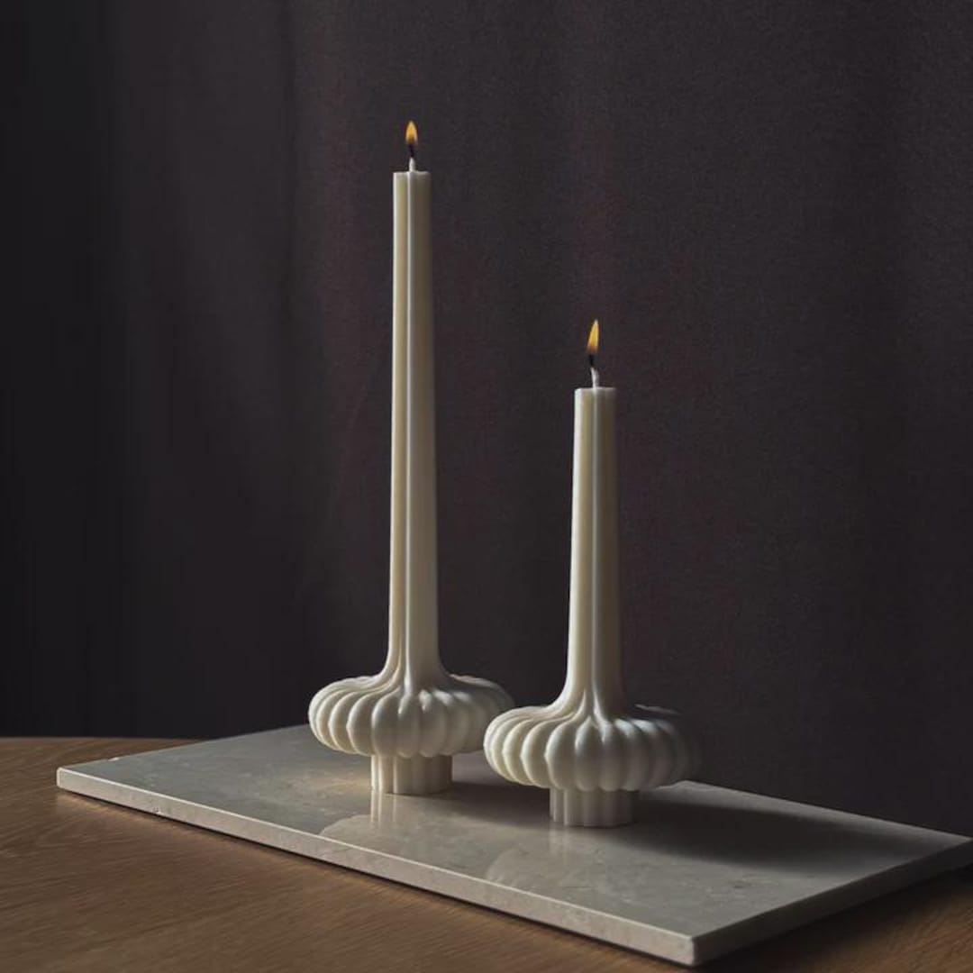 Modern Sculptural Taper Candle Set – Handmade Unscented Soy Wax Candles ...