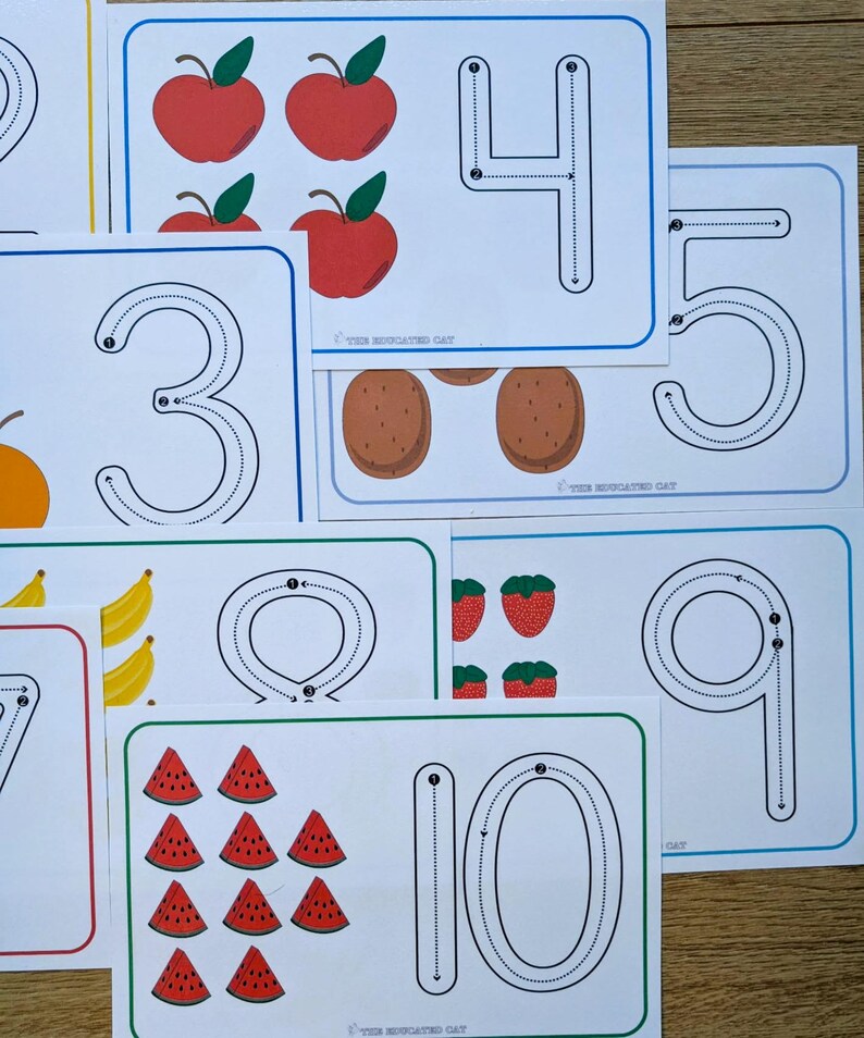 Number Tracing Flashcards || Fruits || Number Formation 1-10 ...