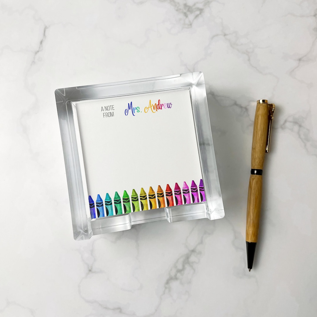 Personalized Notepad With Acrylic Holder, Custom Stationery Gift, Memo ...