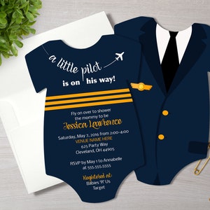 Airplane Baby Shower Invitation Pilot Baby Shower Invite | Etsy