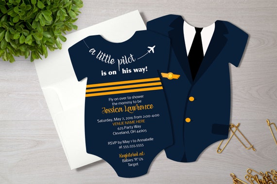 Airplane Baby Shower Invitation Pilot Baby Shower Invite | Etsy