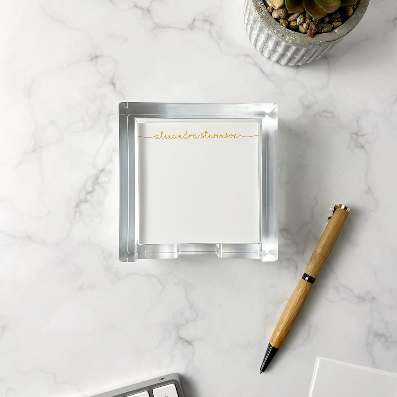 Personalized Notepad With Acrylic Holder, Custom Stationery Gift, Memo ...