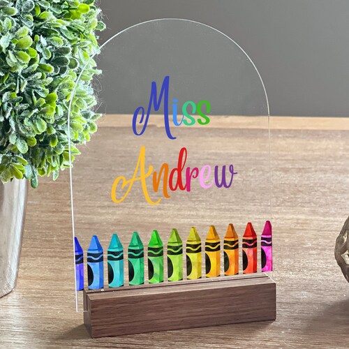 Crayon Name Sign for Teacher Personalized Teacher Gift - Etsy