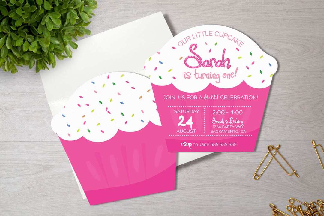 Cupcake Birthday Invitations Cupcake Shaped Birthday Invitation Girl ...