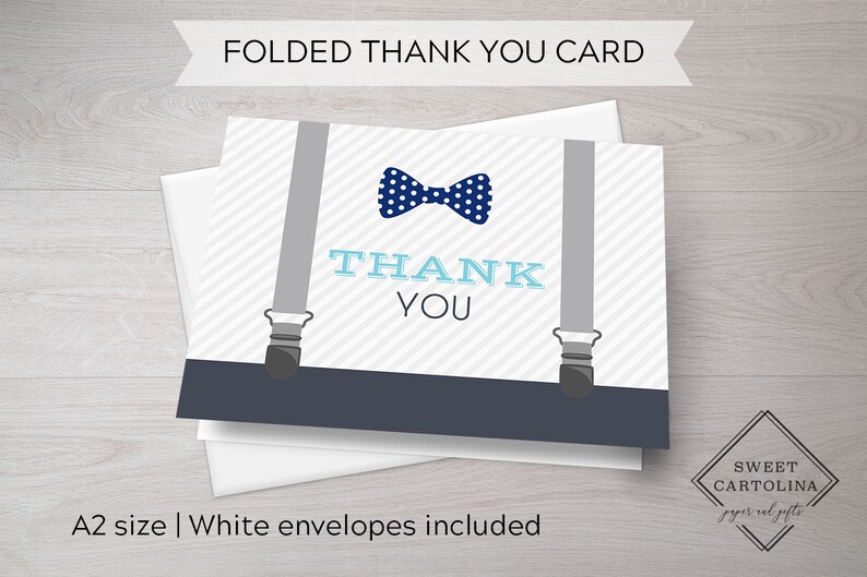 Little Man Thank You Cards Bow Tie and Suspenders Notecards Bow Tie ...