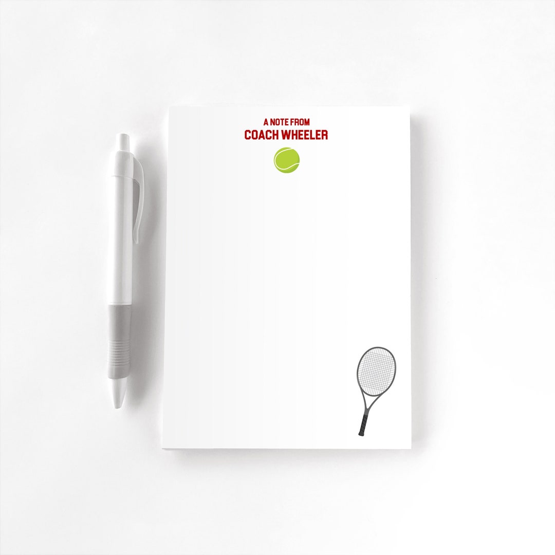 Tennis Personalized Notepad, Custom Notepad, Personalized Stationery ...