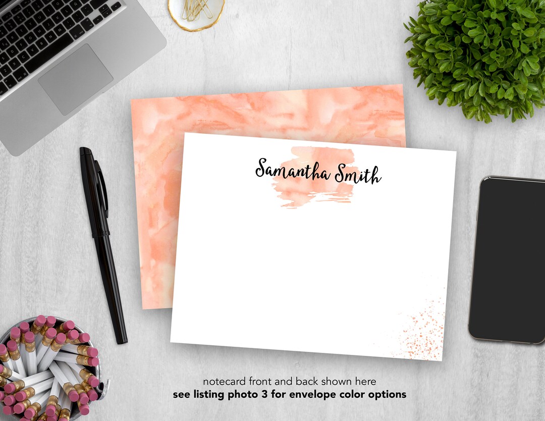 Personalized Stationery Set | Flat Notecard Set | Die-cut Notecards ...