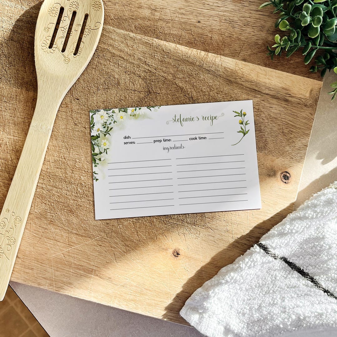 Daisy Recipe Card, Personalized Family Recipe, Floral Recipe Keepsake ...
