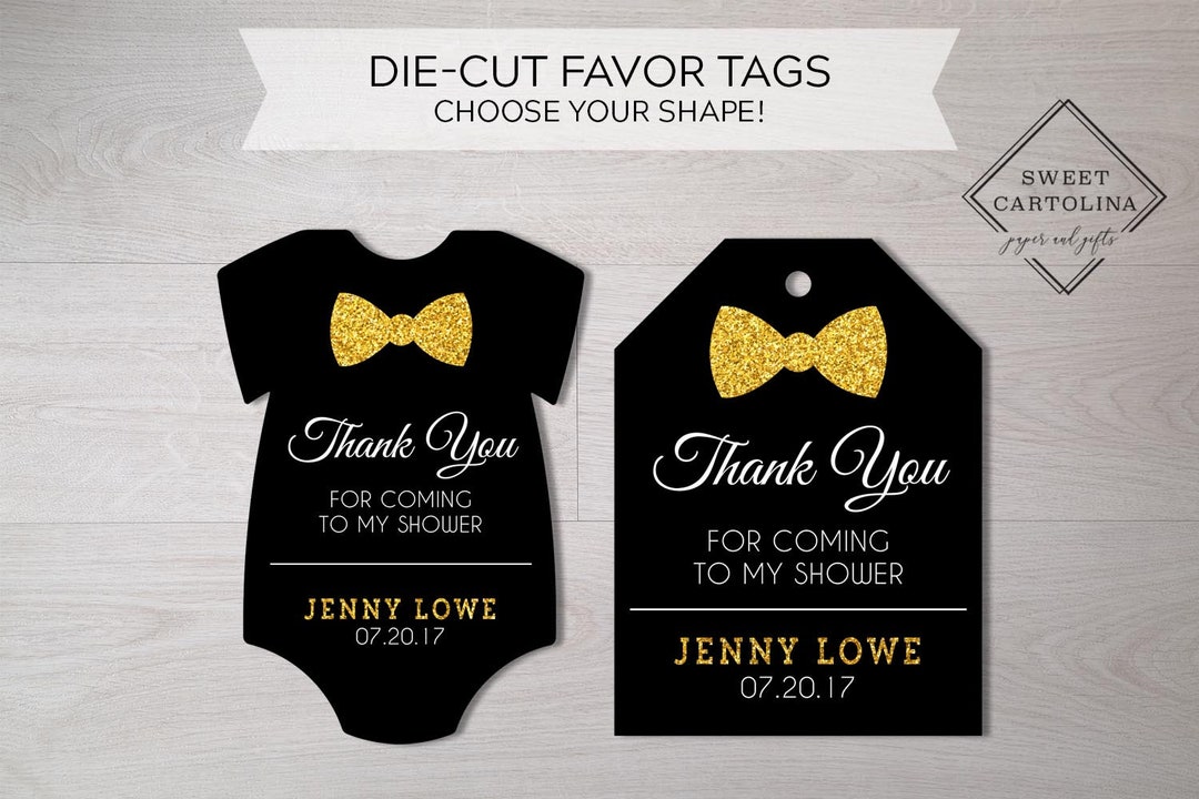 Baby Shower Favor Tags Tuxedo Shower Tags Die Cut Favor Tags Bow Tie ...