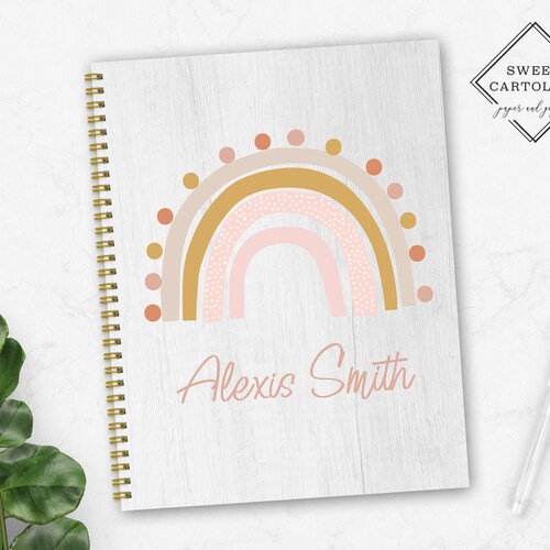 Boho Rainbow Personalized Name Notebook // Personalized - Etsy