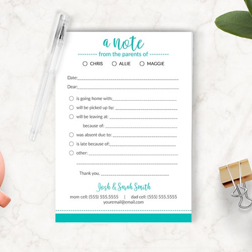 Bright Border Excuse Pad Notes to Teacher School Notepad - Etsy