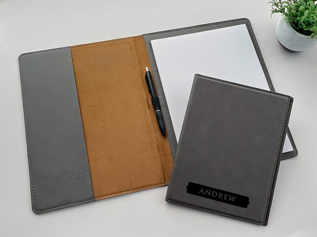 Personalized Leather Portfolio With Notepad, Custom Laser Engraved ...