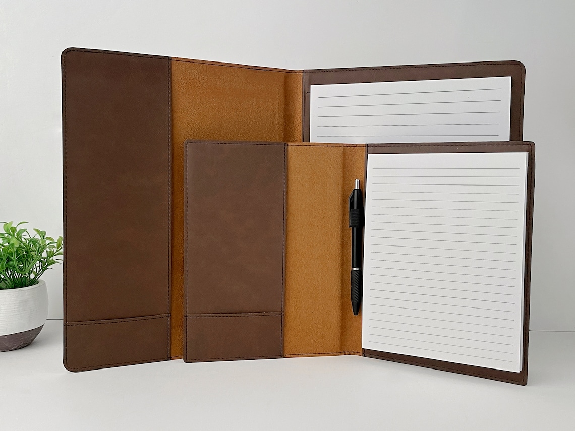 Personalized Leather Portfolio With Notepad, Custom Laser Engraved ...