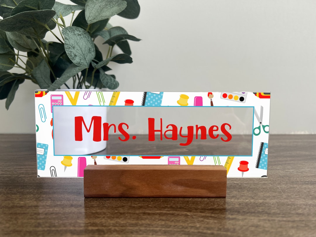 Teacher Name Plate, Acrylic Name Plate, Personalized Teacher Sign, Desk ...