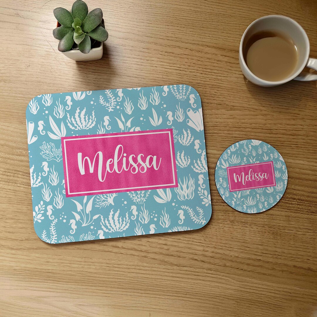 Personalized Name Desk Set, Mousepad and Coaster Set, Personalized Home ...